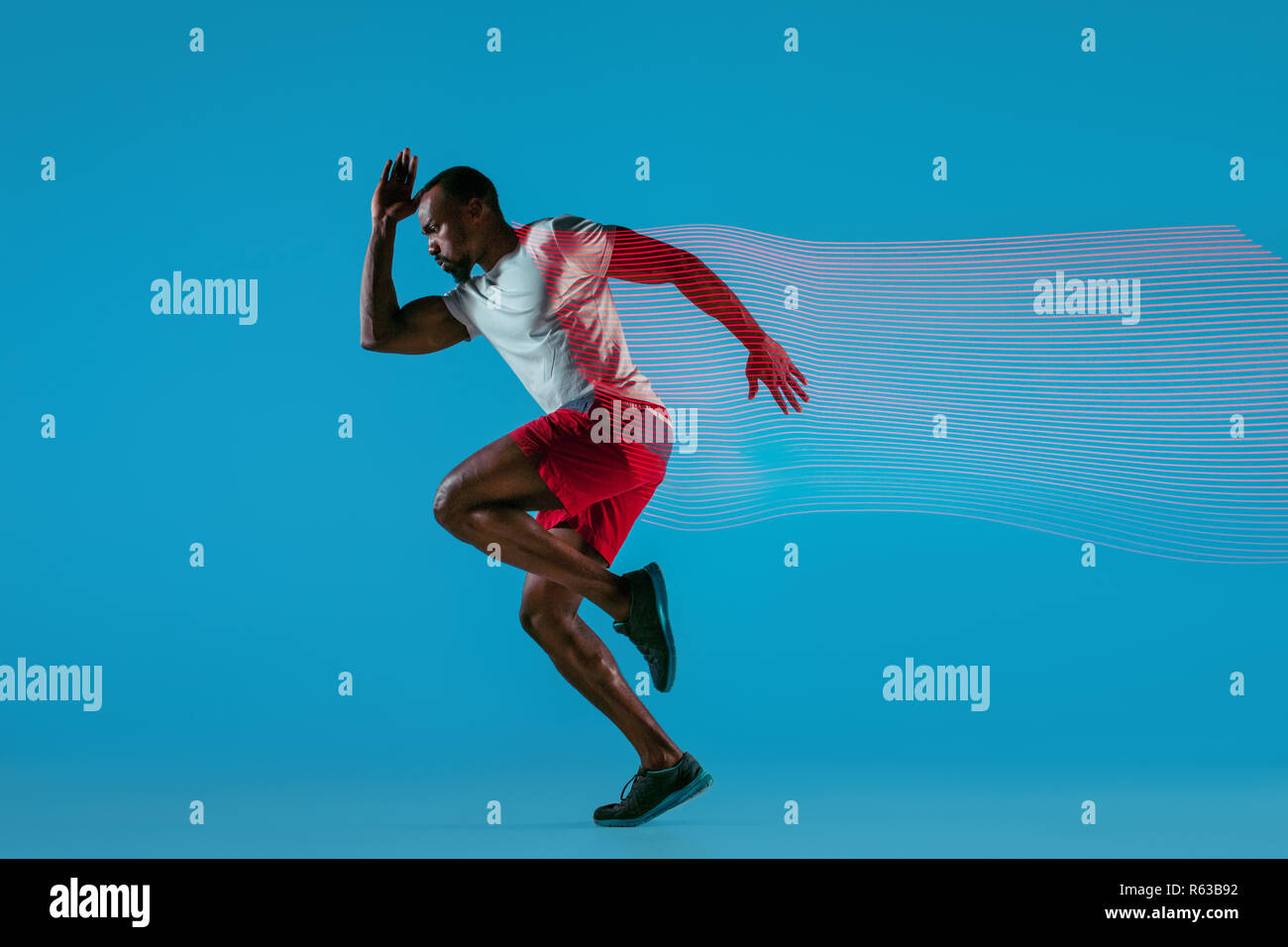 Full length portrait of active young african muscular running man ...