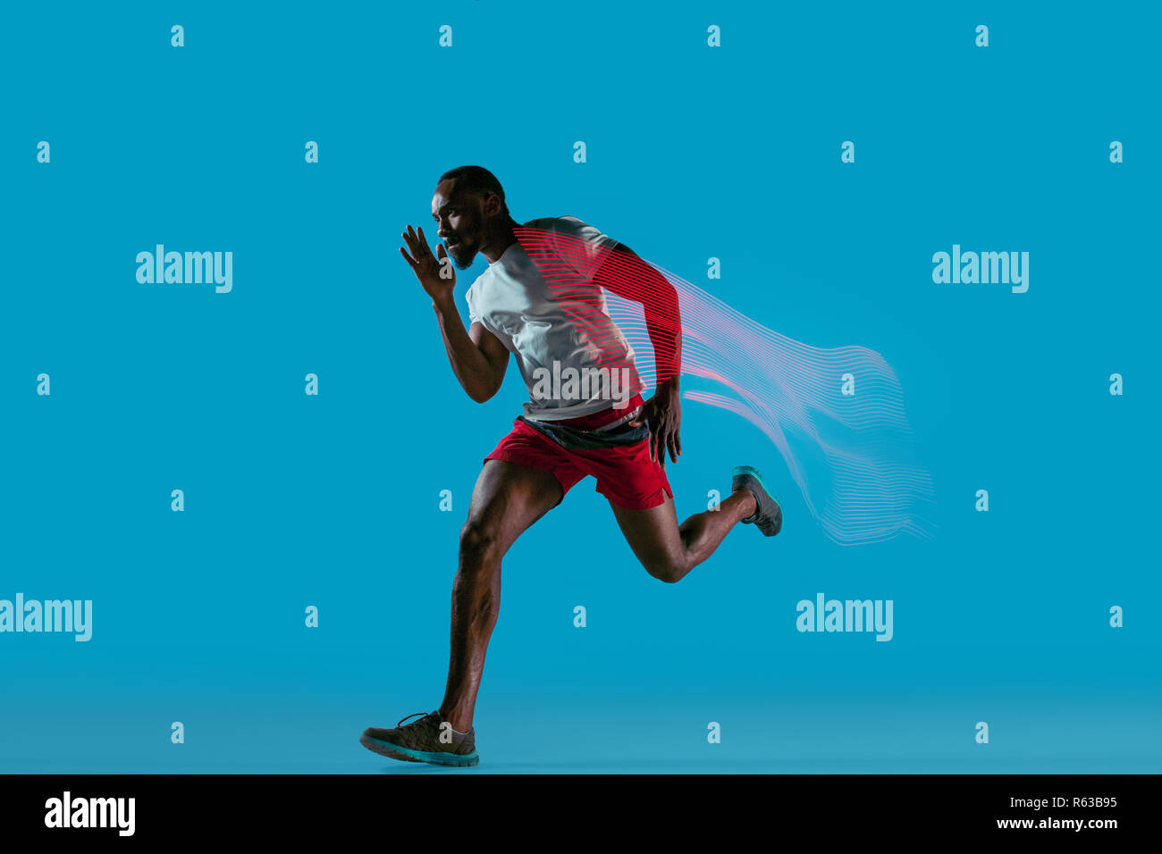 Full length portrait of active young african muscular running man ...