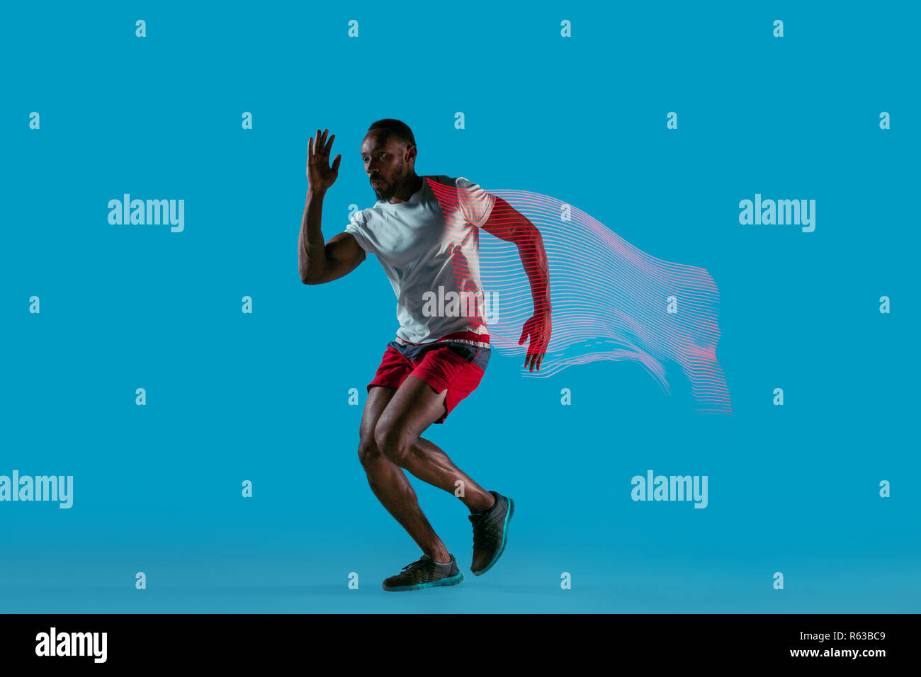 Full length portrait of active young african muscular running man ...
