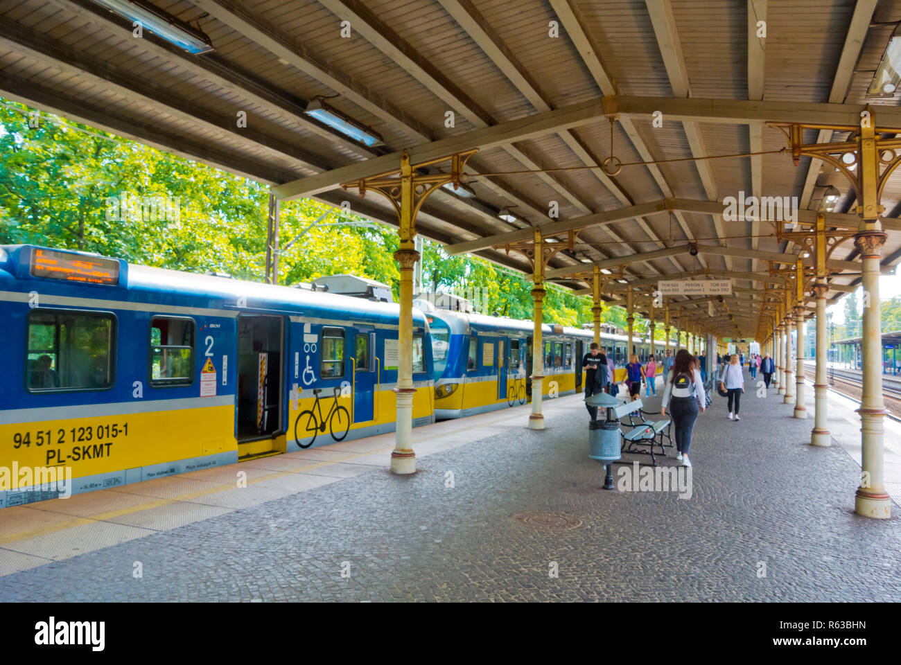 Covered railway station platform, Sopot, Poland Stock Photo - Alamy