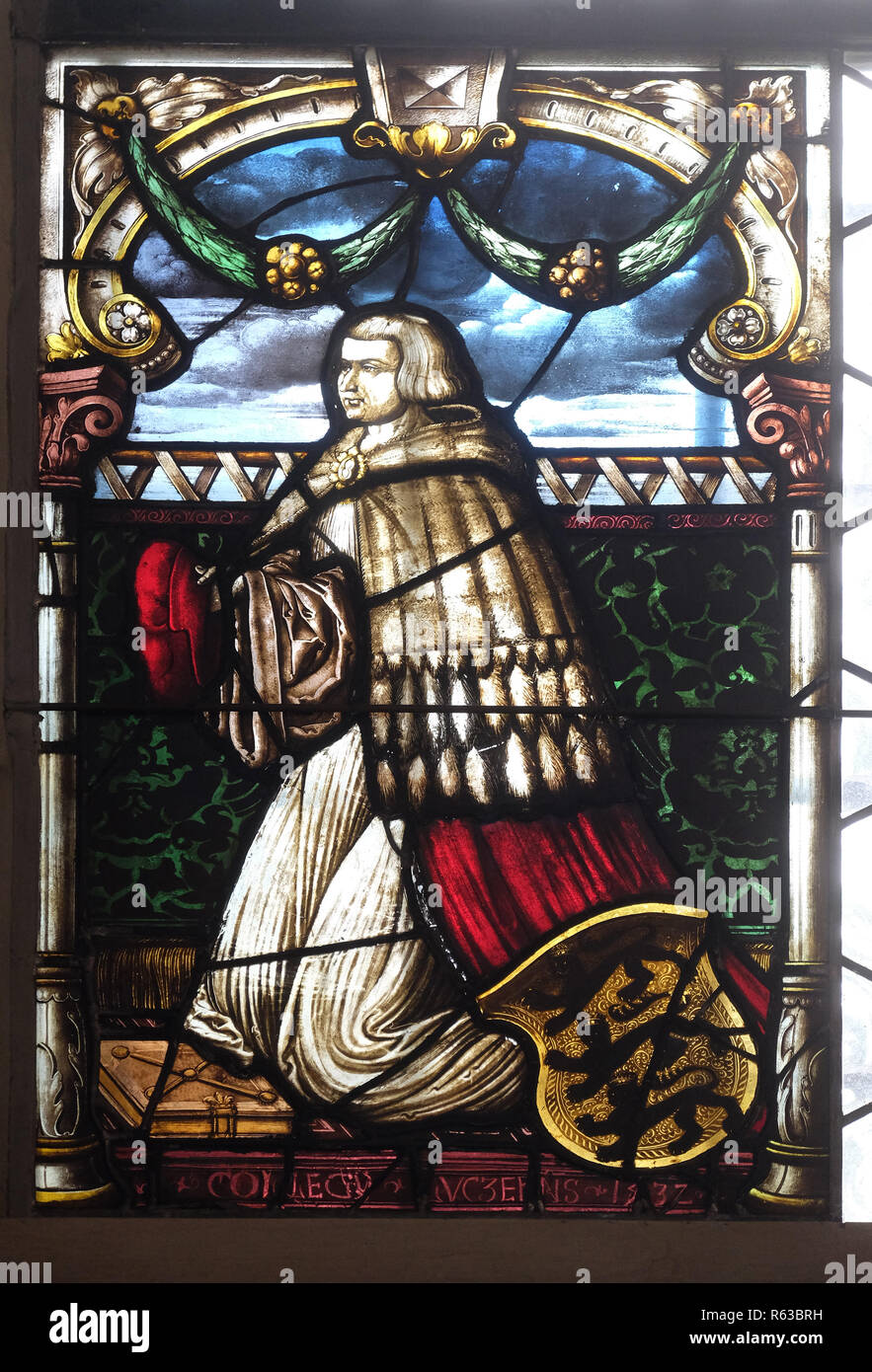 Stained glass window in the church of St. Leodegar in Lucerne ...