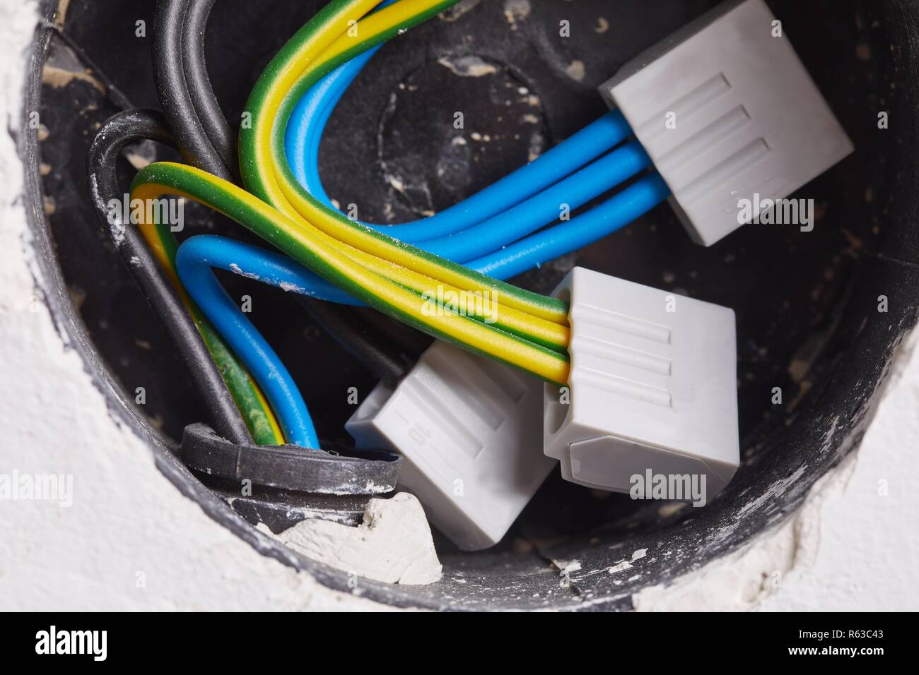 Electric wires in the wall Stock Photo - Alamy