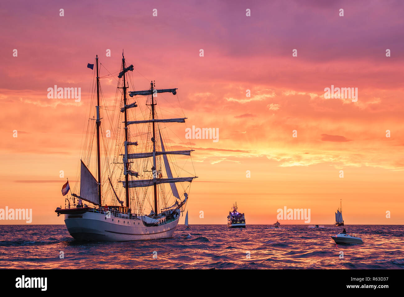 sailing ships on the hanse sail in rostock Stock Photo - Alamy