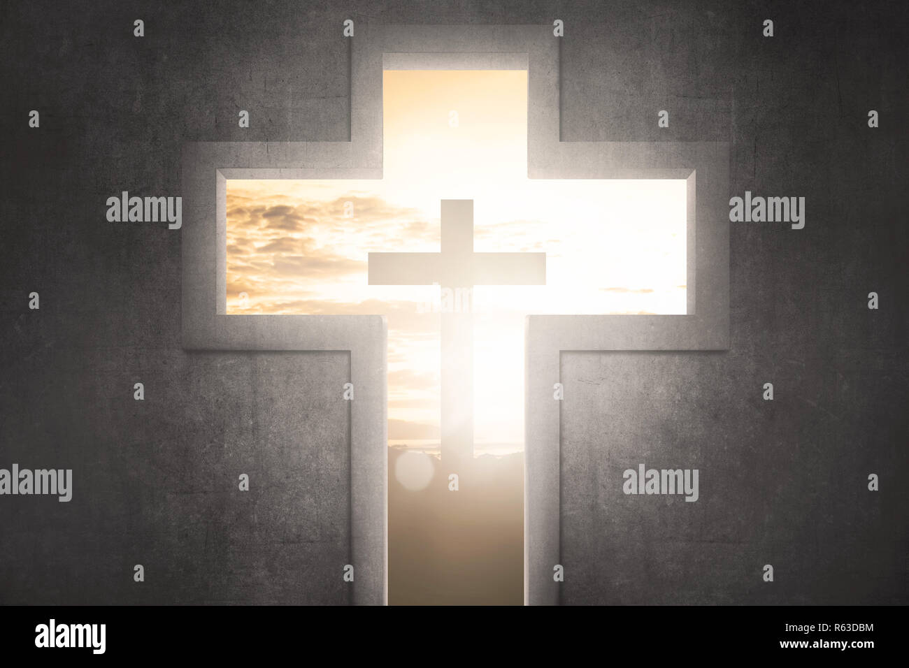Cross shape with christ symbol Stock Photo - Alamy
