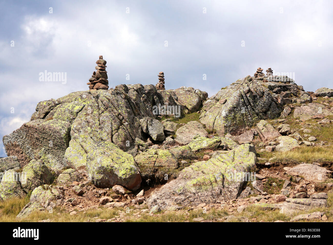 stone turret on rock on the rittnerhorn in south tyrol Stock Photo - Alamy