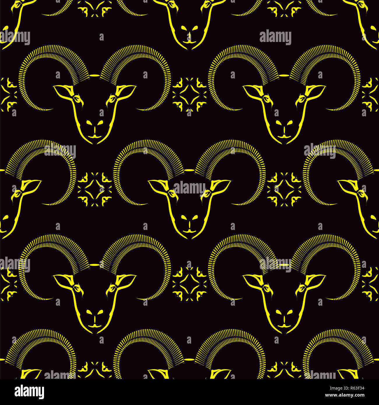 Yellow Ram Head Seamless Pattern Stock Photo - Alamy