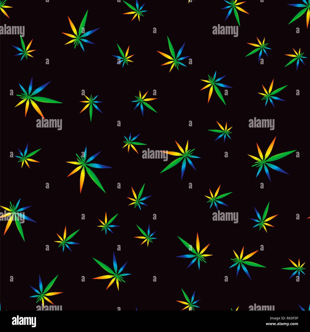 Colorful Cannabis Leaves Seamless Pattern Stock Photo - Alamy