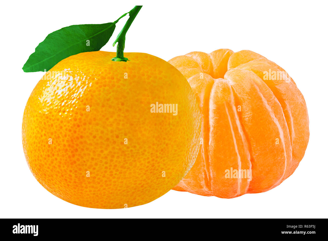 Two fresh tangerines isolated on white background with clipping Stock ...