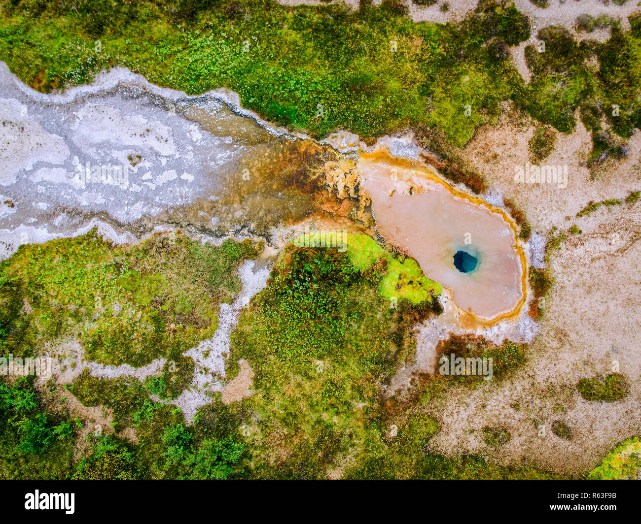 The Great Geyser Area, Iceland. This image is shot using a drone Stock ...