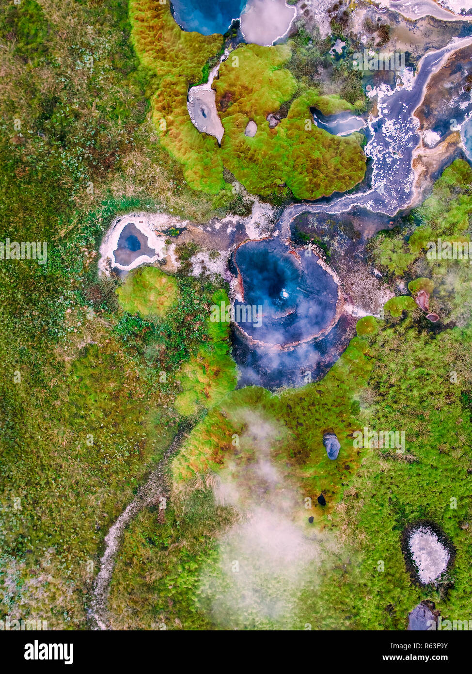 The Great Geyser Area, Iceland. This image is shot using a drone Stock ...