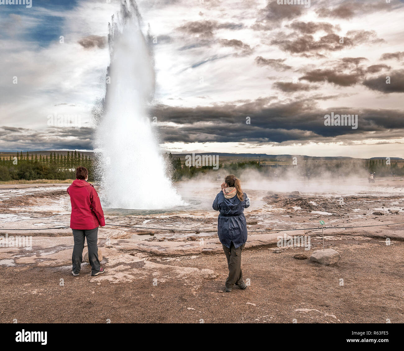 Strokkur Erupting, The Great Geyser Area, Iceland Stock Photo - Alamy
