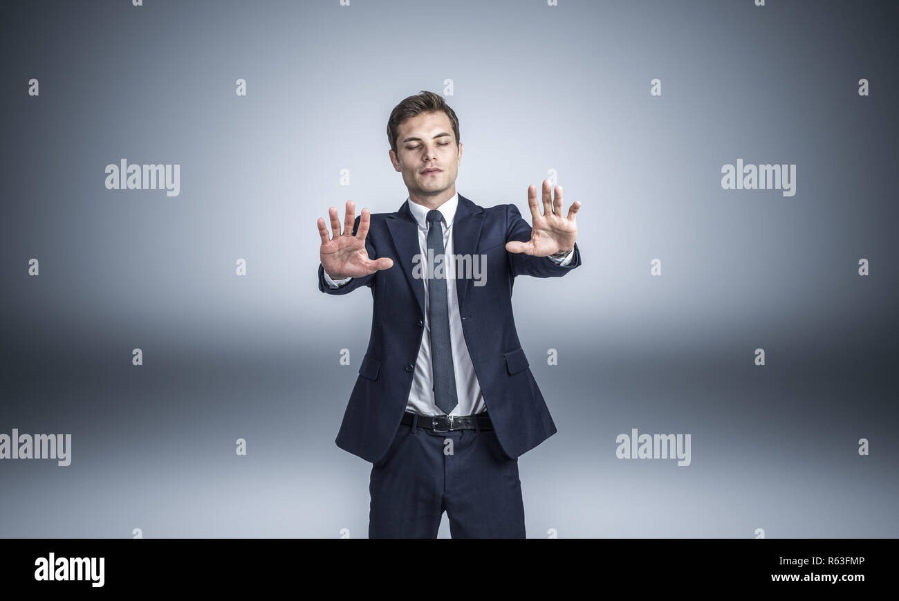 portrait of young blind businessman Stock Photo - Alamy
