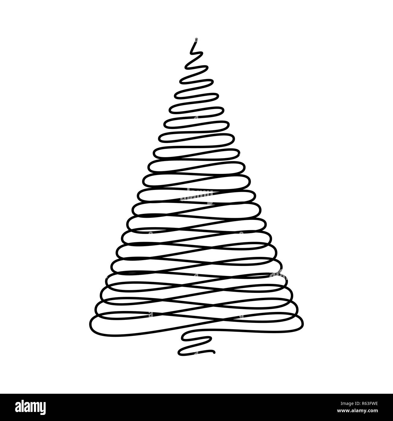 christmas tree scribble vector isolated on white background Stock Photo ...
