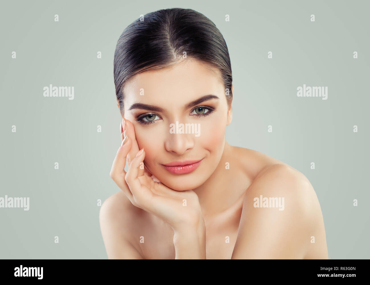 Healthy face young woman. Female model with perfect skin Stock Photo ...