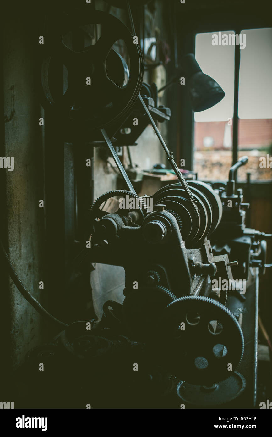 vintage metal turning machine Stock Photo - Alamy