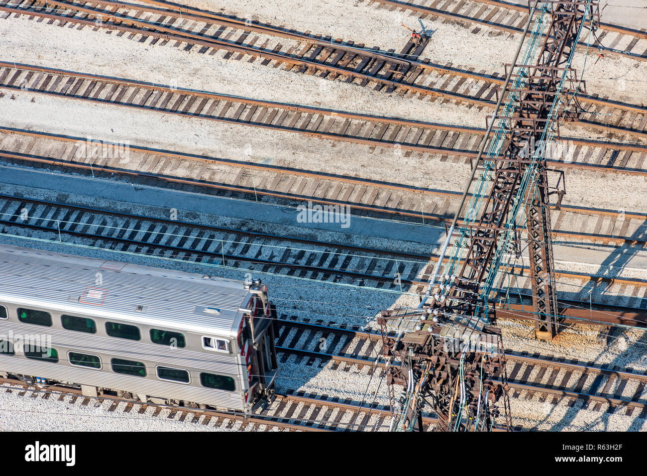 Aerial view of Metra train tracks Stock Photo - Alamy