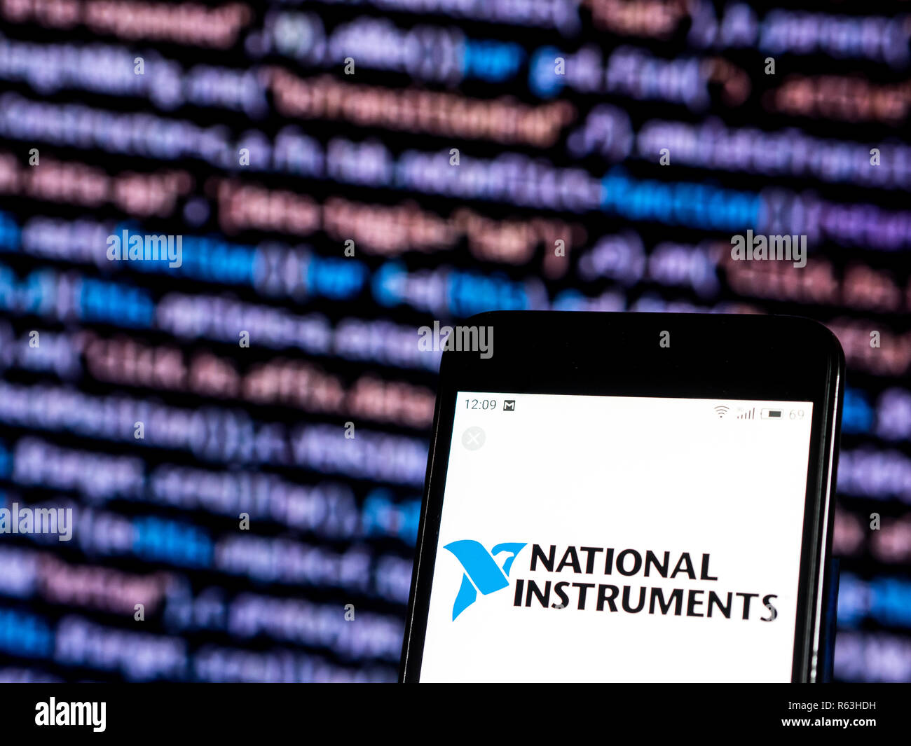 National Instruments Corporation logo seen displayed on smart phone ...