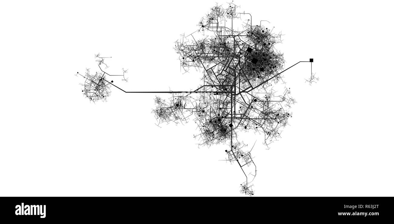 Aerial view town street Cut Out Stock Images & Pictures - Alamy