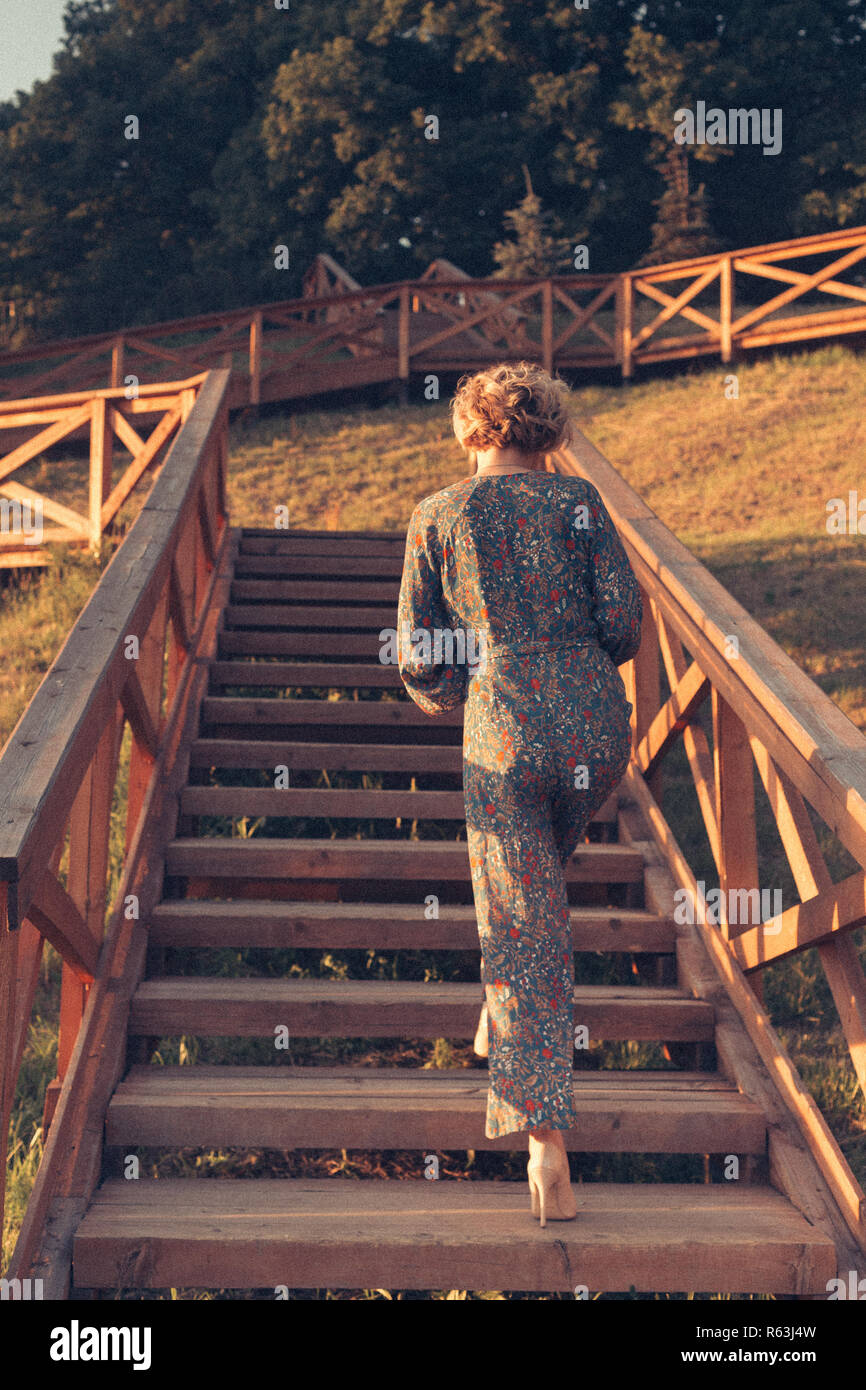Woman climb stairs close up hi-res stock photography and images - Alamy