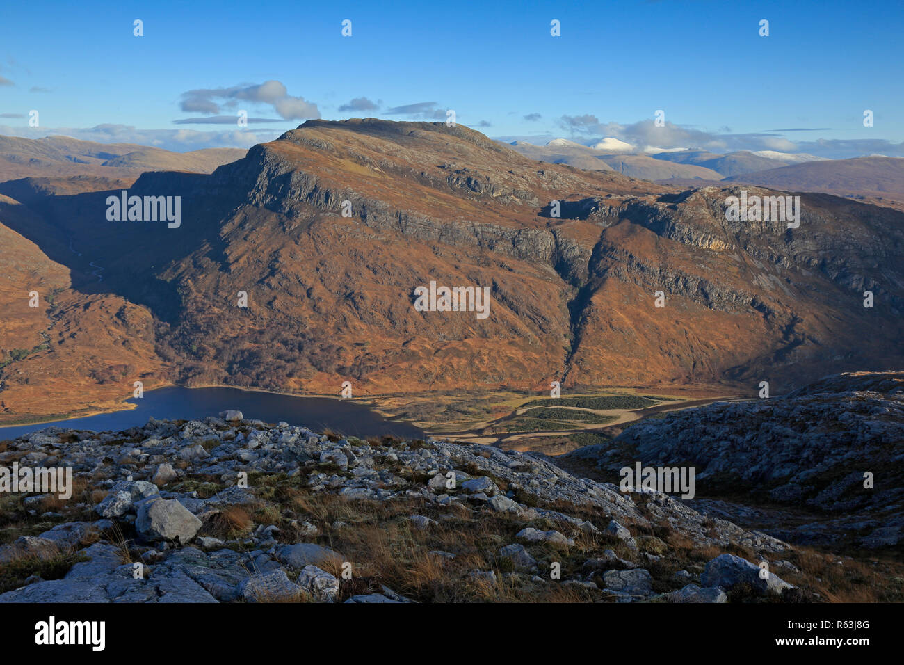 View of Beinn a Mhuinidh over Loch Maree Torridon Scotland Stock Photo ...