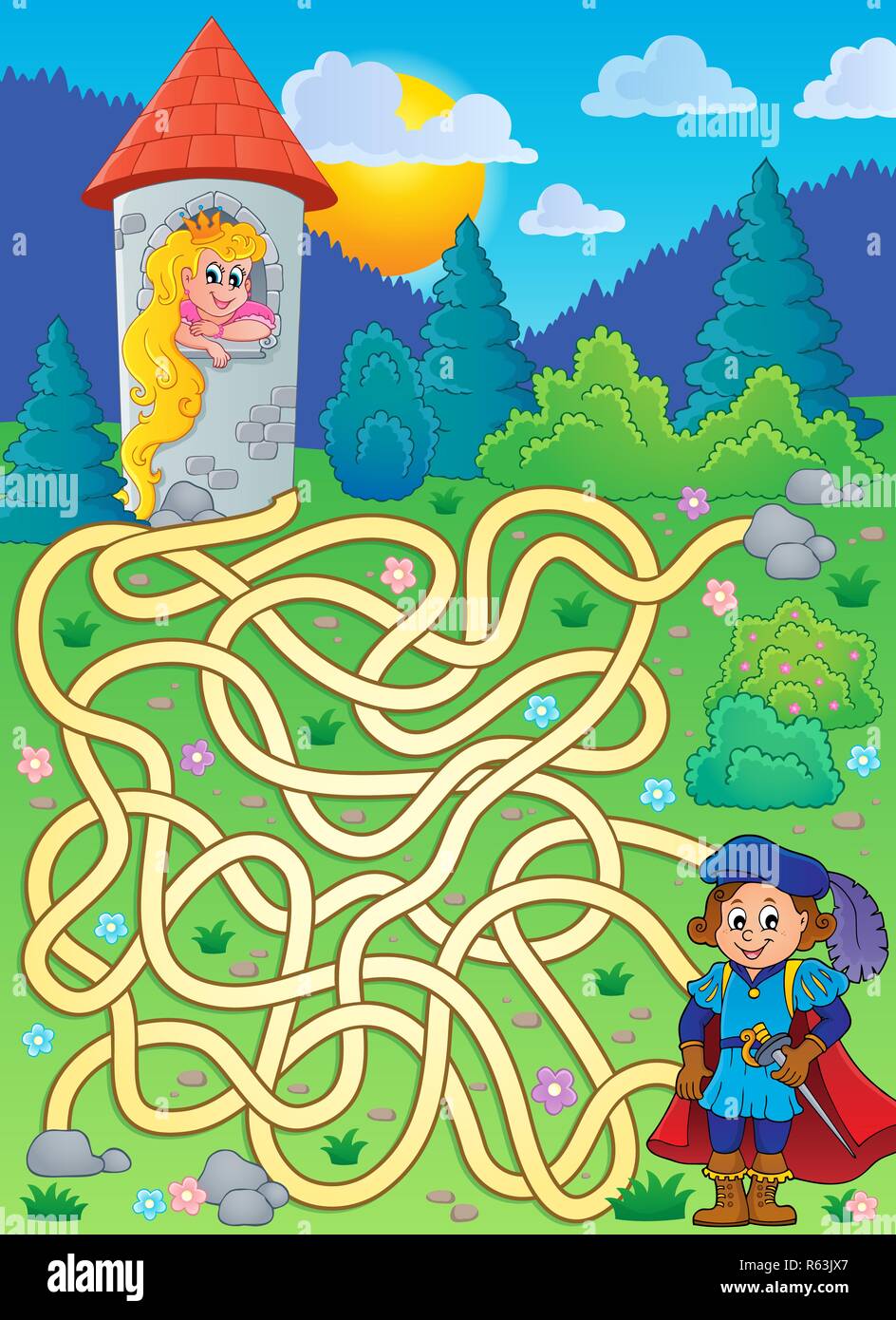 Maze 4 with prince and princess Stock Photo - Alamy