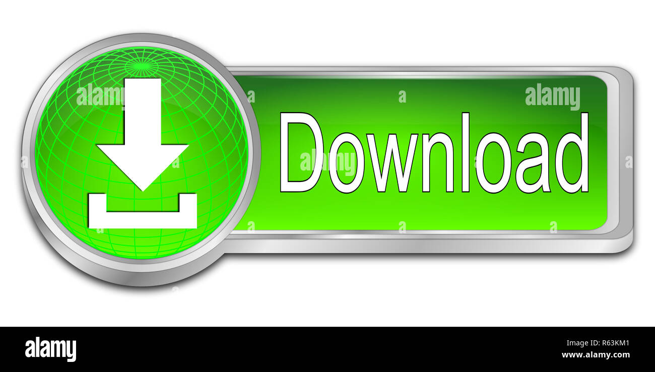 green Download button - 3D illustration Stock Photo - Alamy