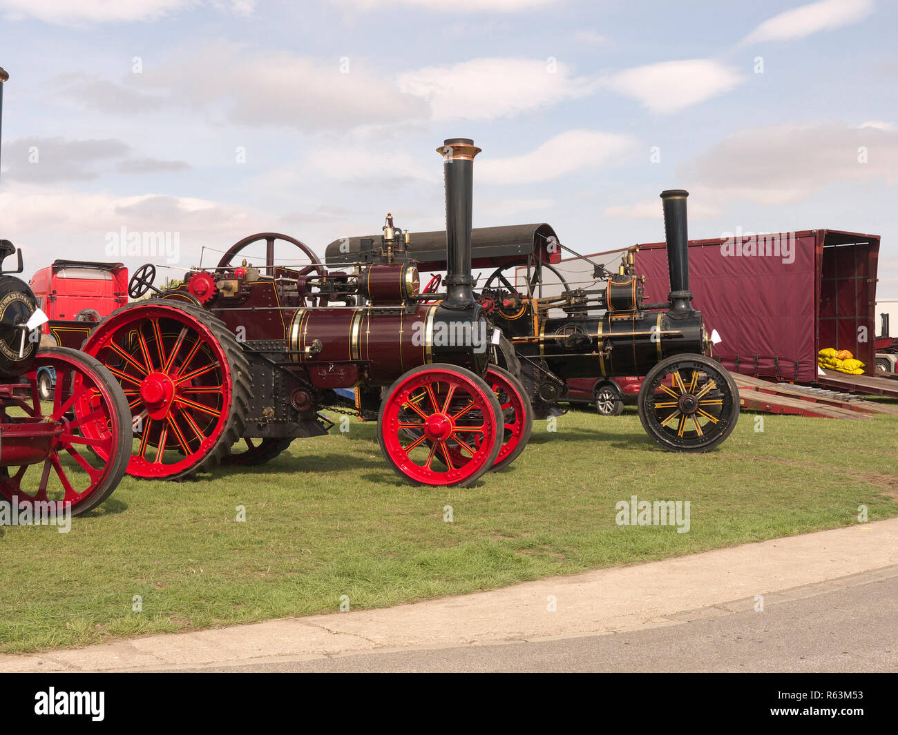 Line up of vintage steam road traction engines at Lincoln steam and ...