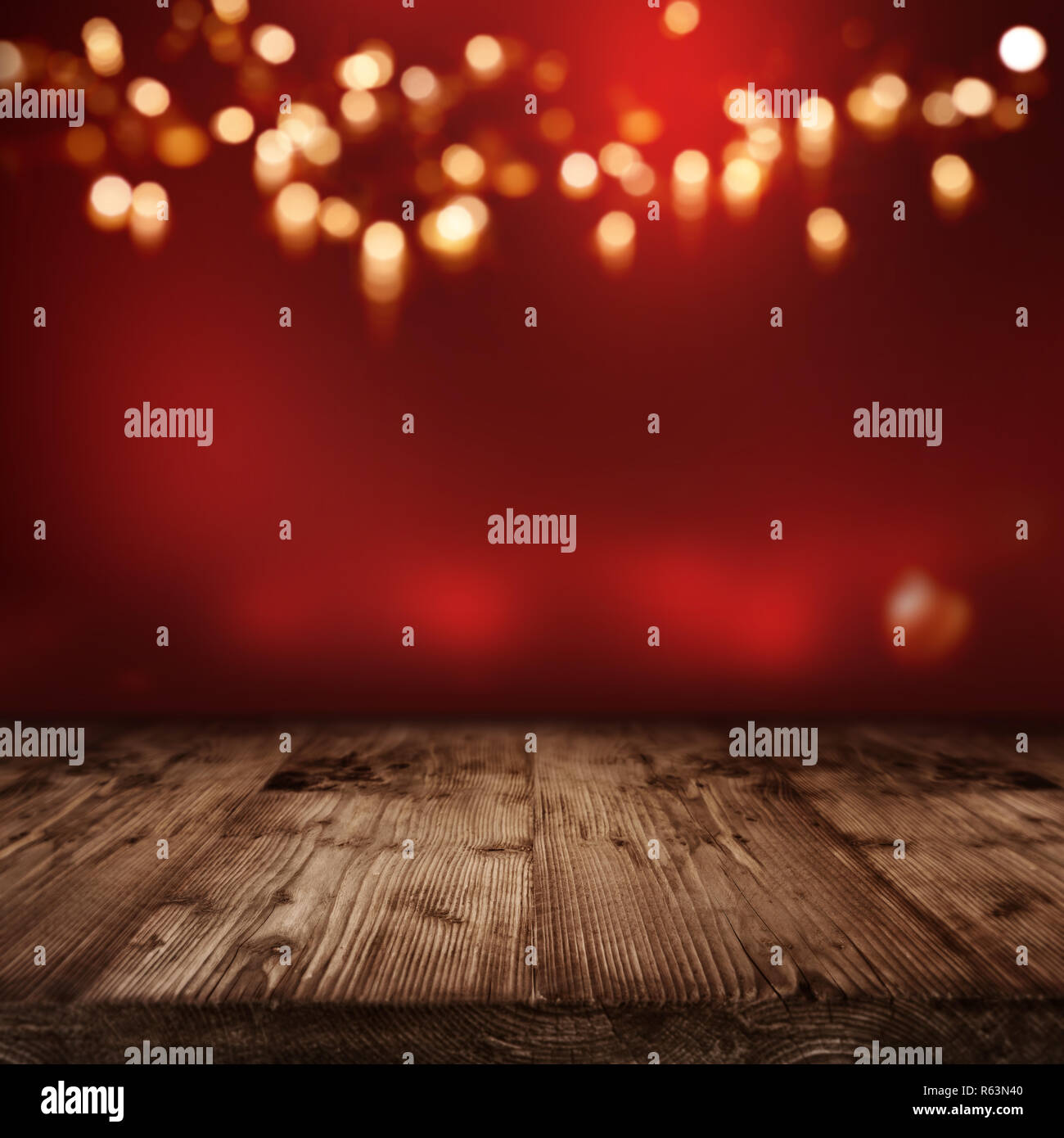 red illuminated scenery with golden bokeh Stock Photo - Alamy