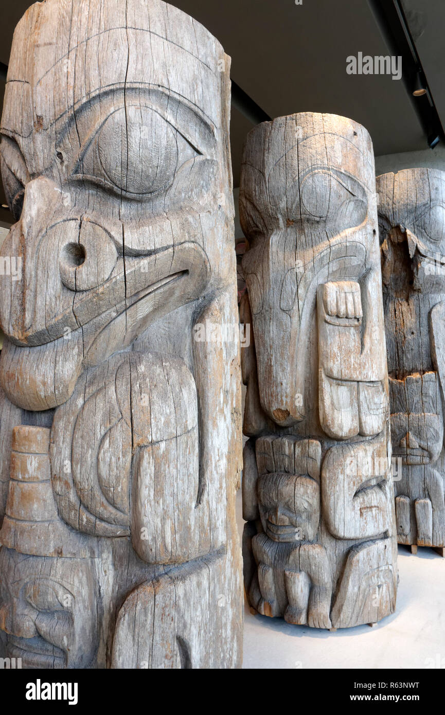 Haida house frontal totem poles in the Museum of Anthropology (MOA ...