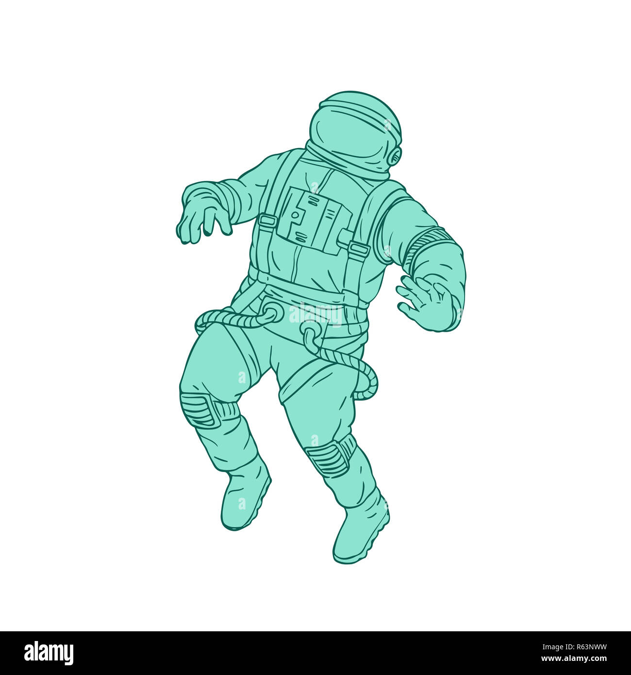 Astronaut Floating in Space Drawing Stock Photo - Alamy