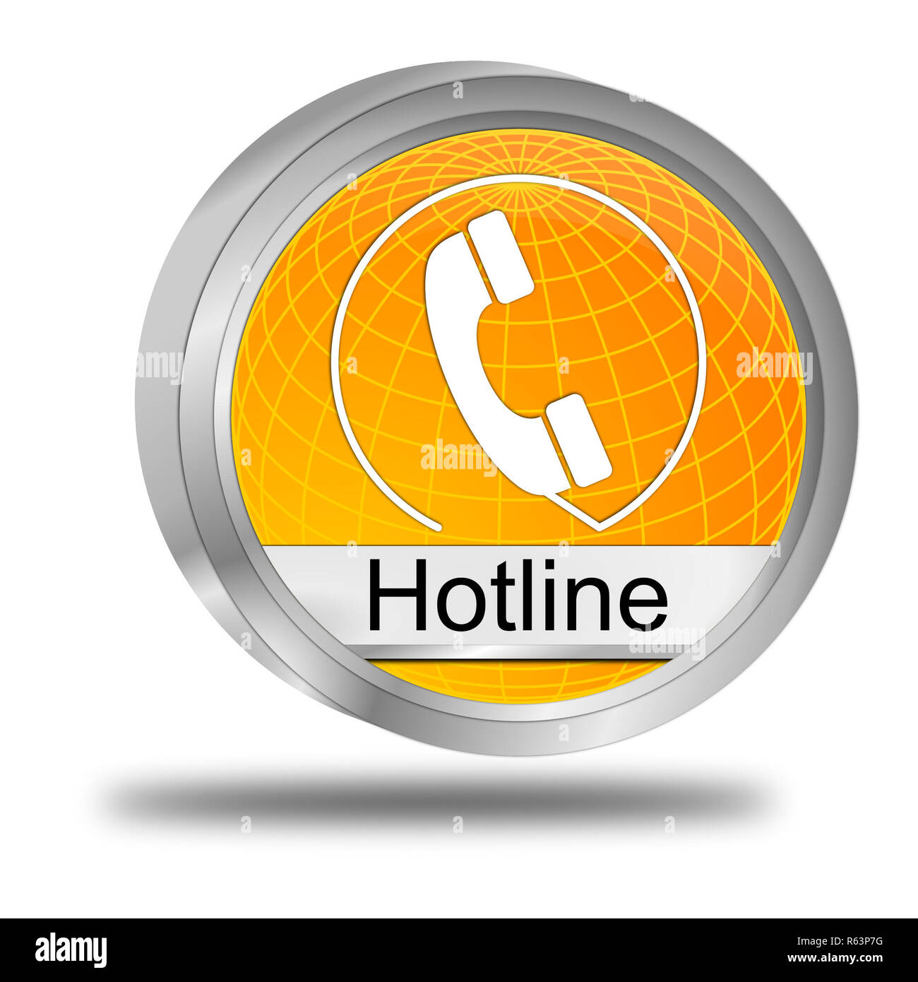decorative orange Hotline Button - 3D illustration Stock Photo - Alamy