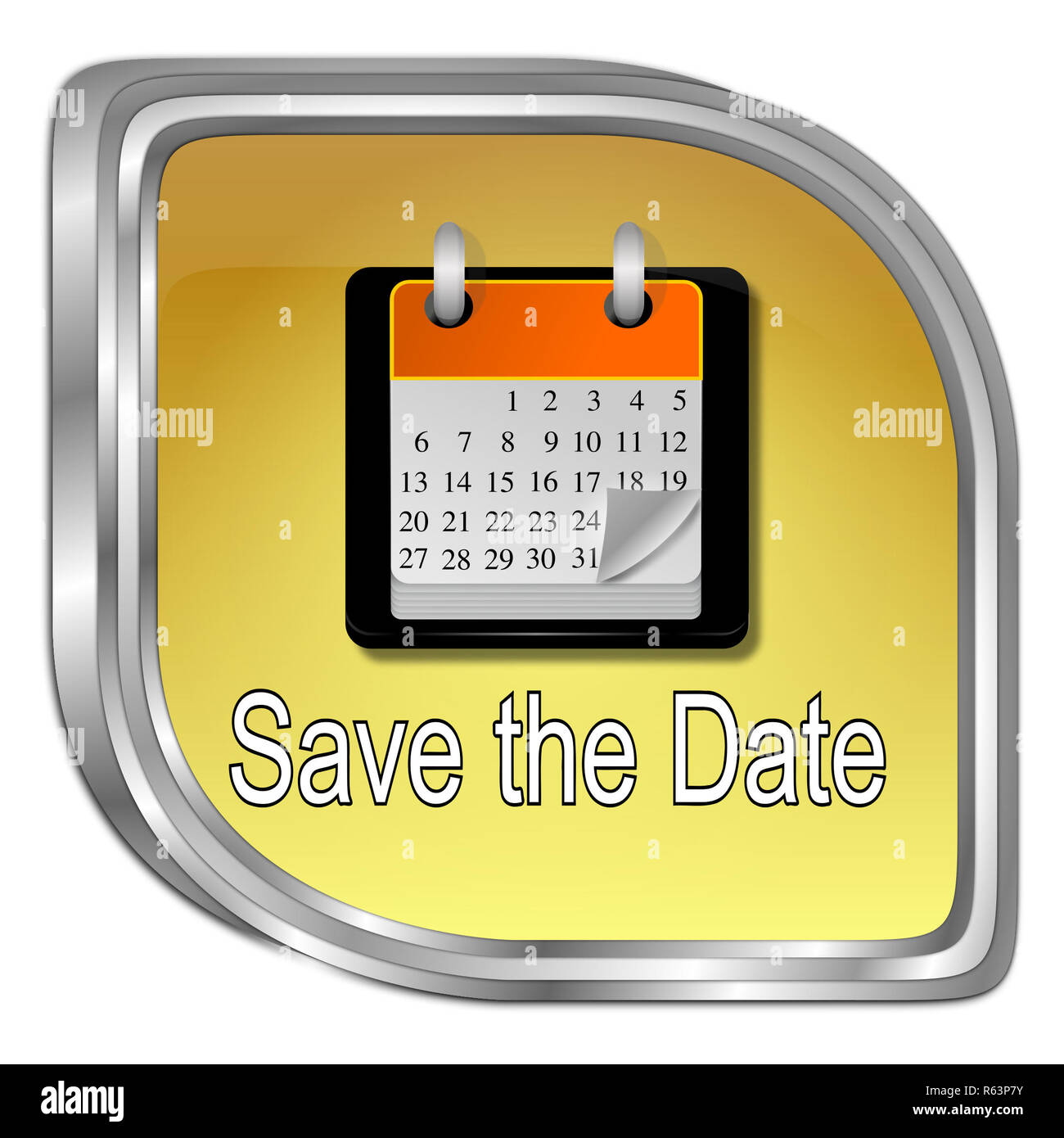 golden Save the Date Button - 3D illustration Stock Photo - Alamy