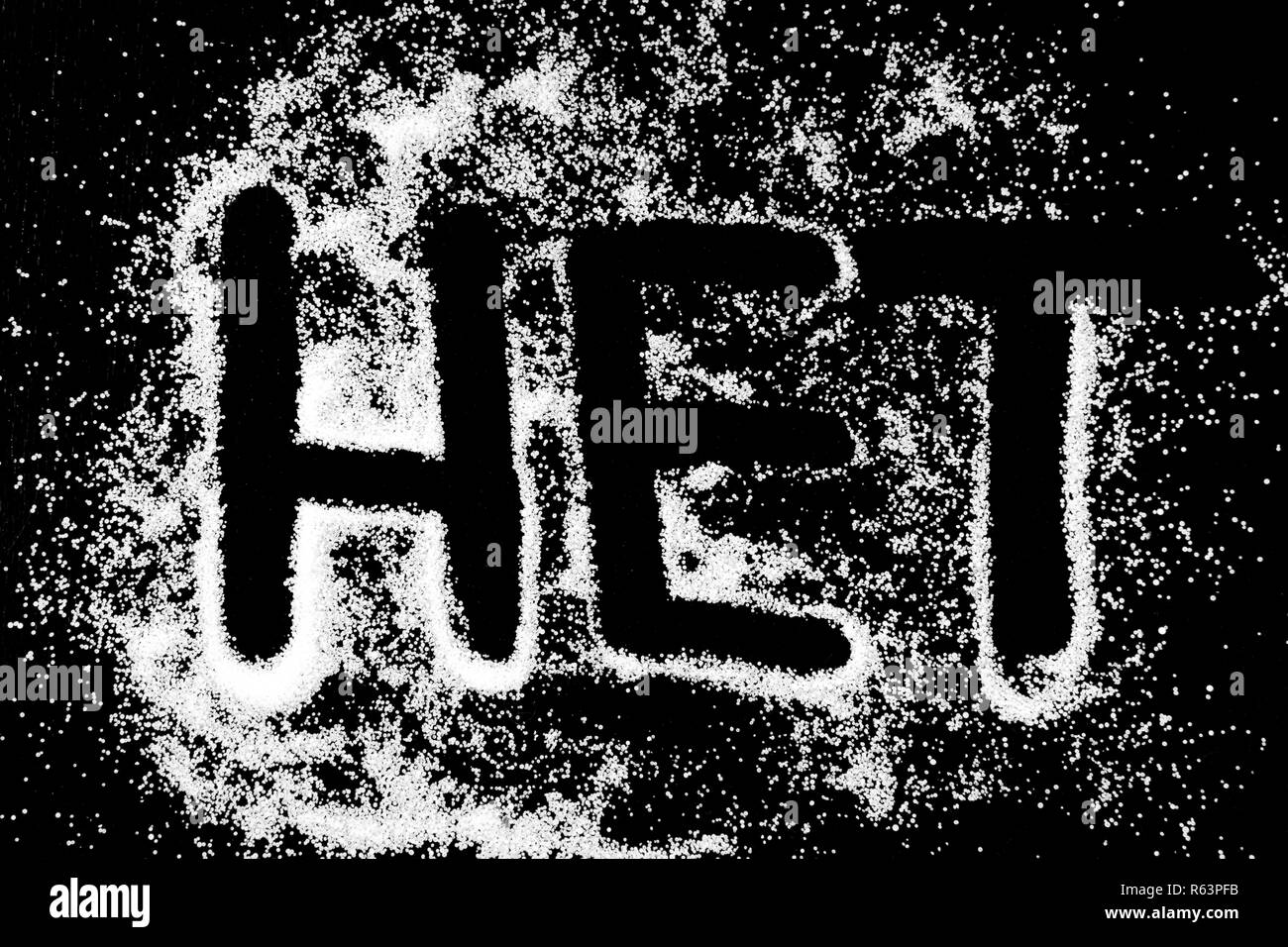 No word in russian language symbol drawing by finger on white snow salt ...