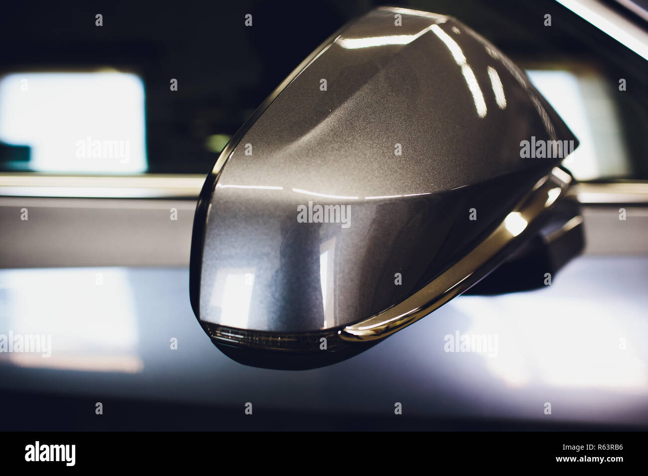 side mirror auto. silver color. back machine parts Stock Photo - Alamy