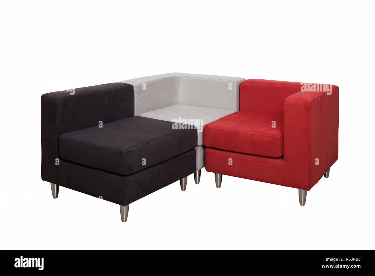 Modern upholstery sofa corner set isolated on white background. This ...