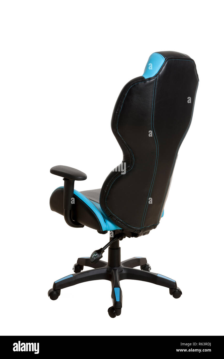 Back view of a modern office chair, upholstered in a black and light ...