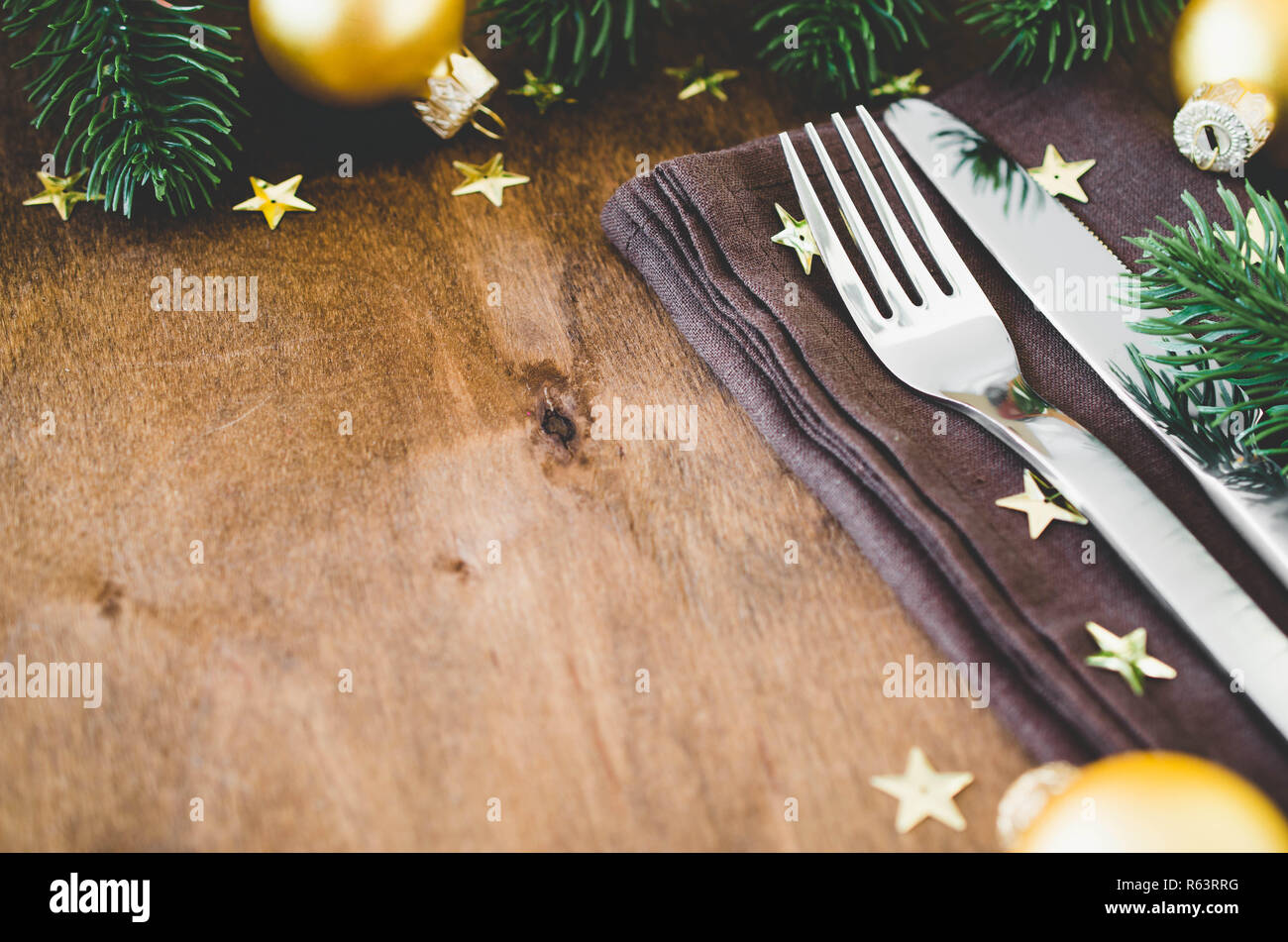 Background for writing the Christmas Menu. Winter Table Setting ...