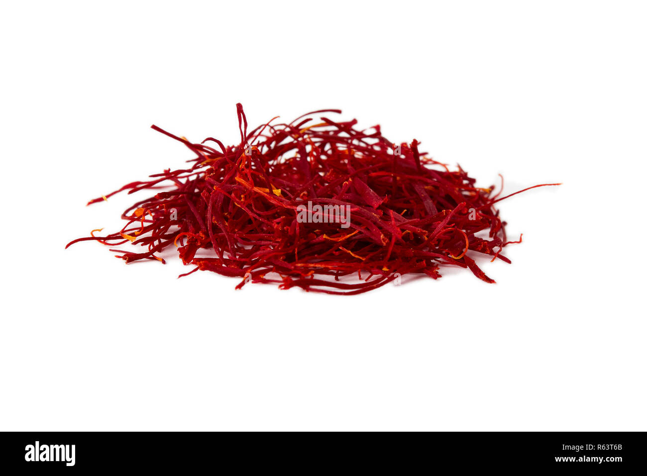 Saffron spice threads (strands) isolated on white background Stock ...