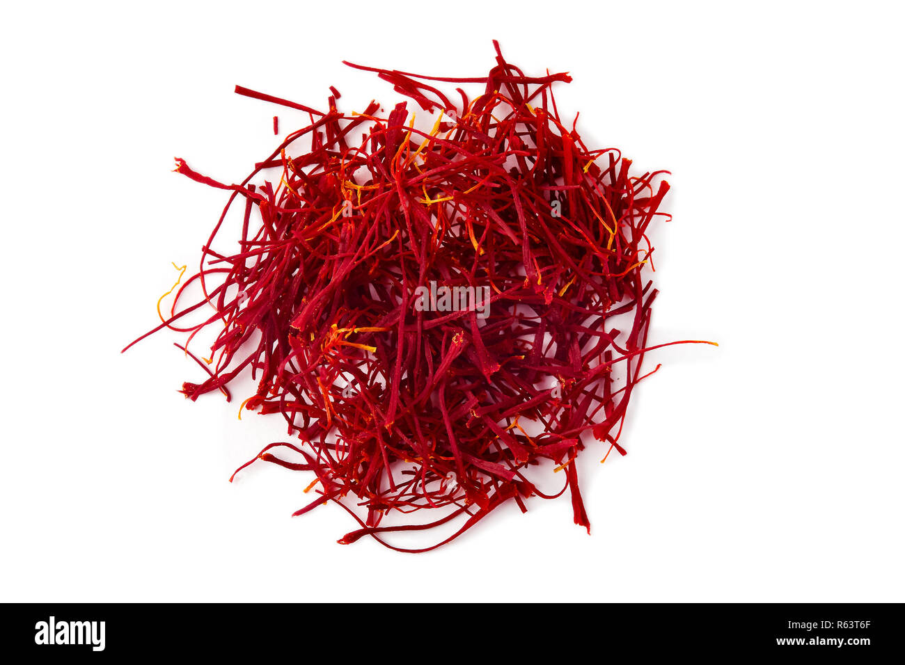 Saffron spice threads (strands) isolated on white background Stock ...