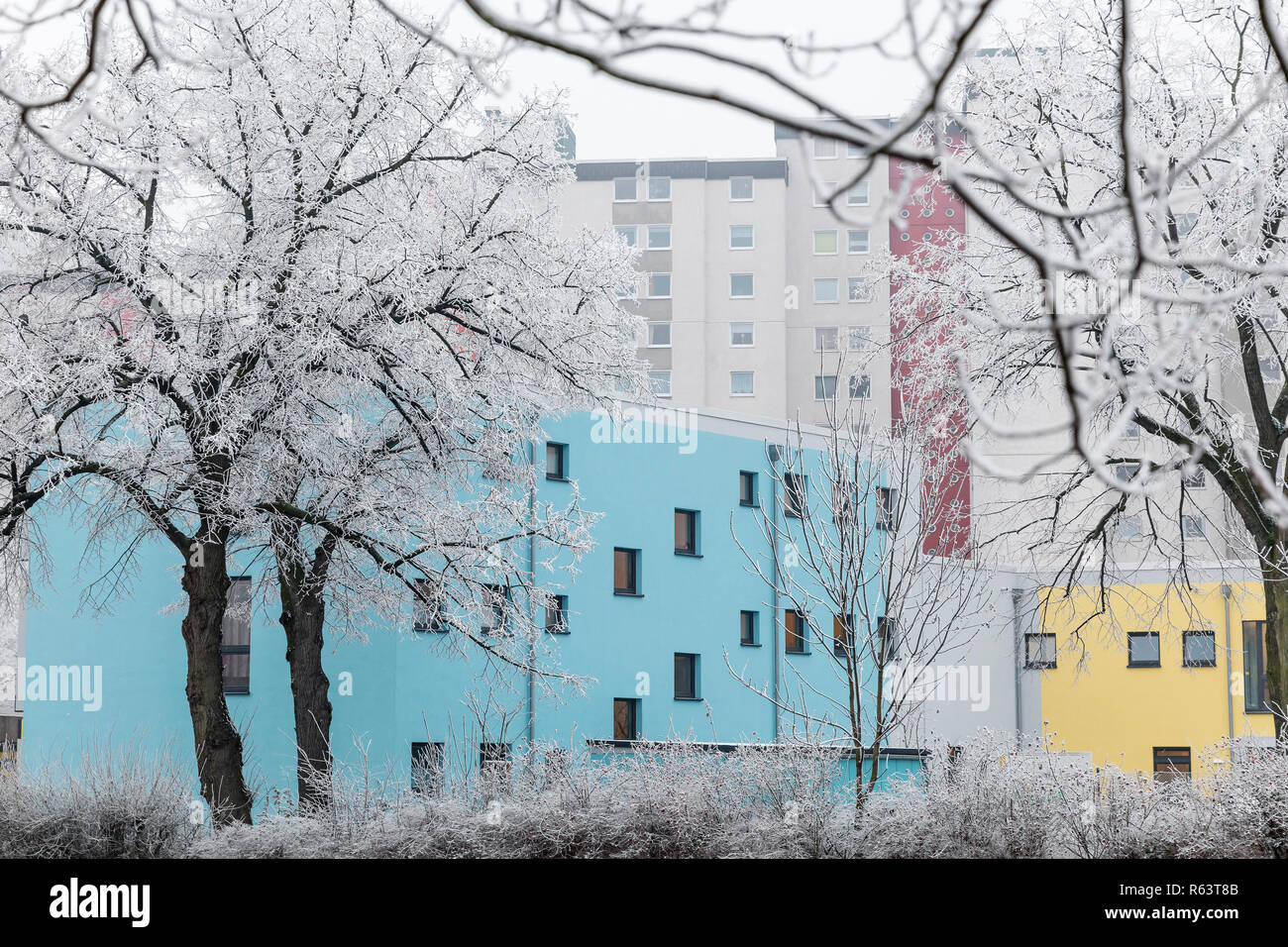 colorful houses in winter Stock Photo - Alamy