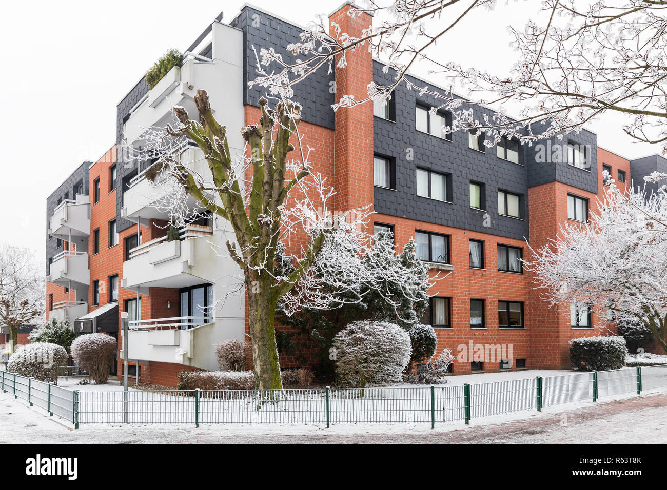 apartment building in winter Stock Photo - Alamy