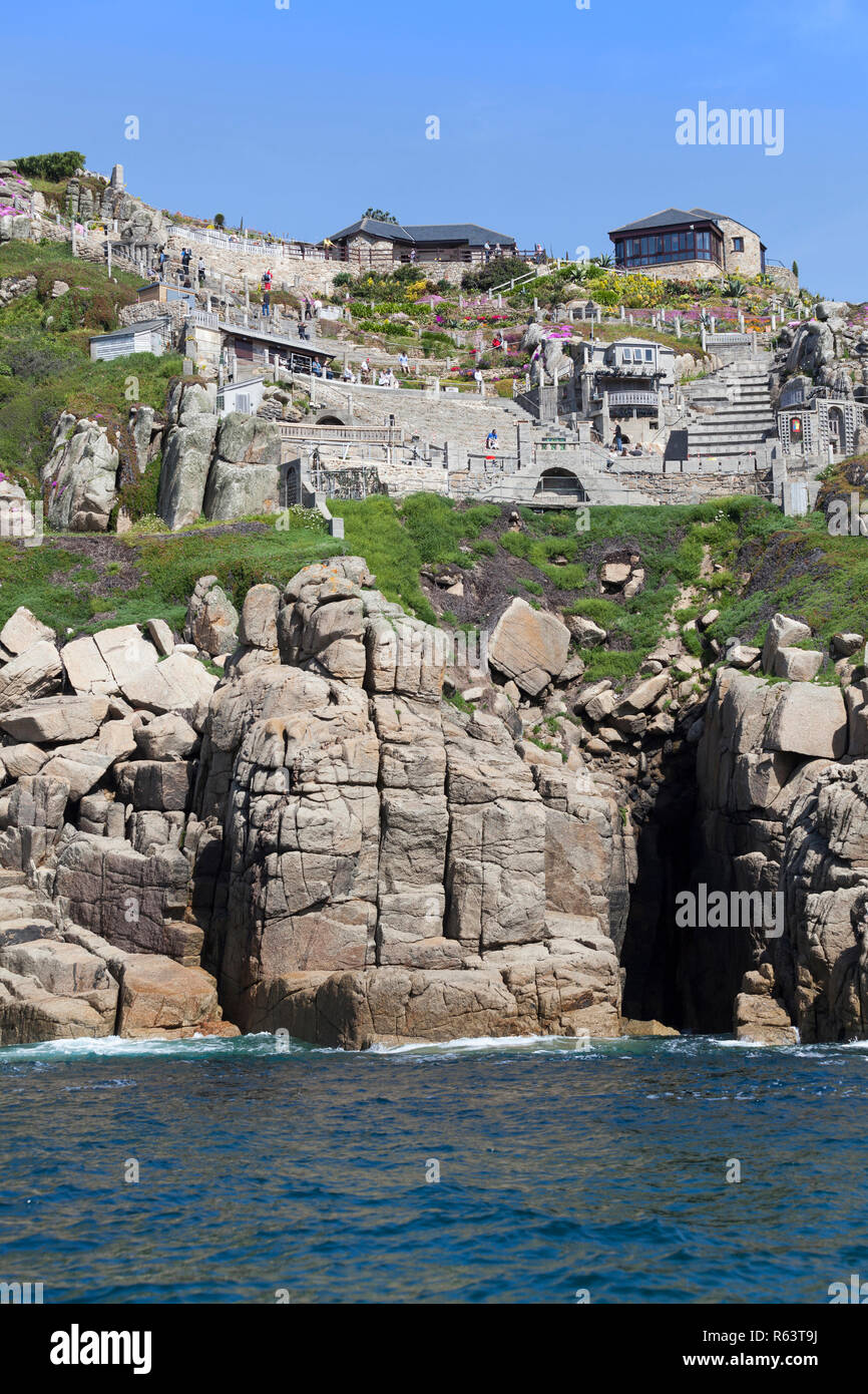 Minack Theatre and rocky coast, Porthcurno, Cornwall, England, UK Stock ...
