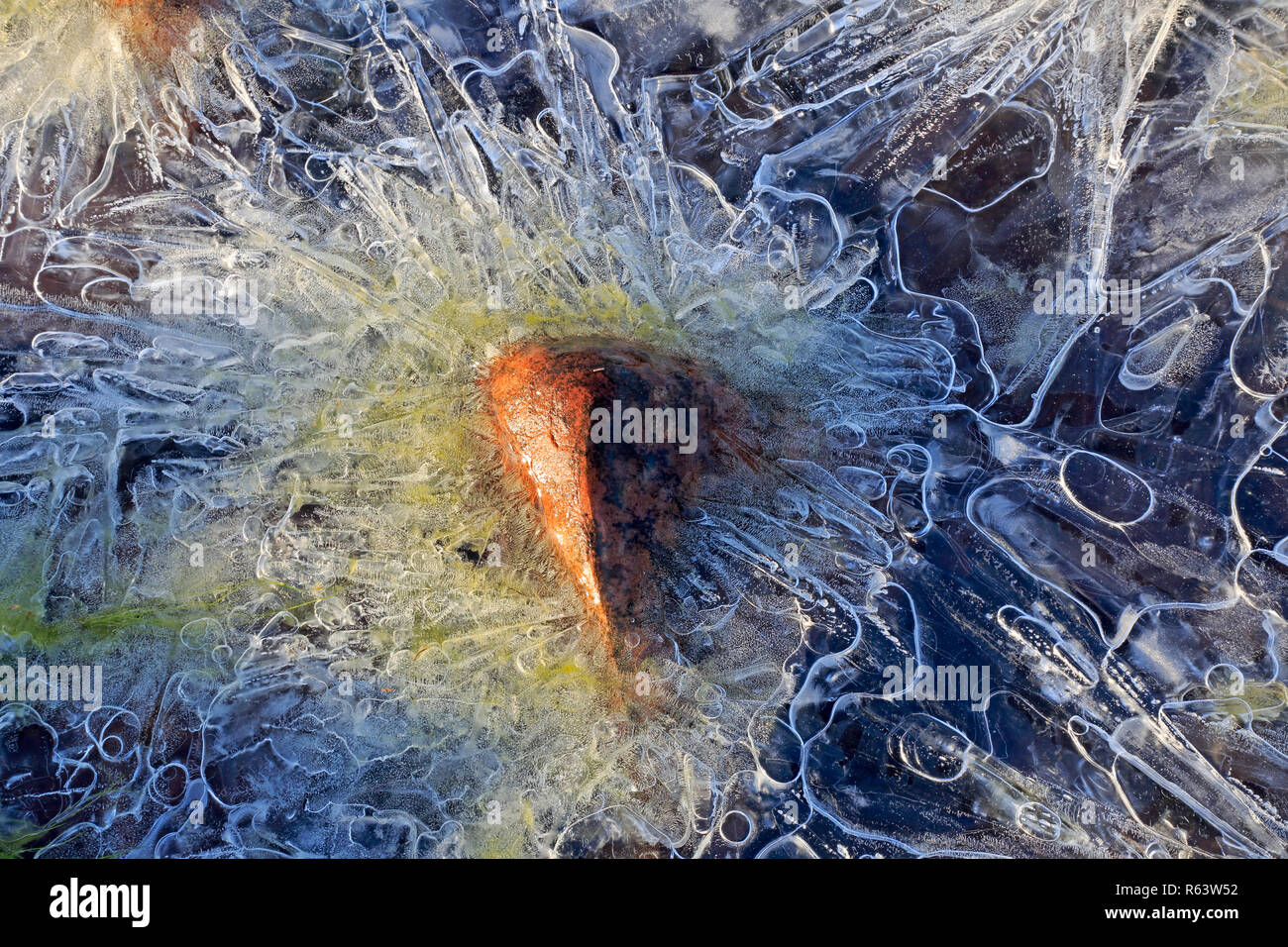 Ice Patterns in a frozen pond in Torridon Scotland Stock Photo - Alamy