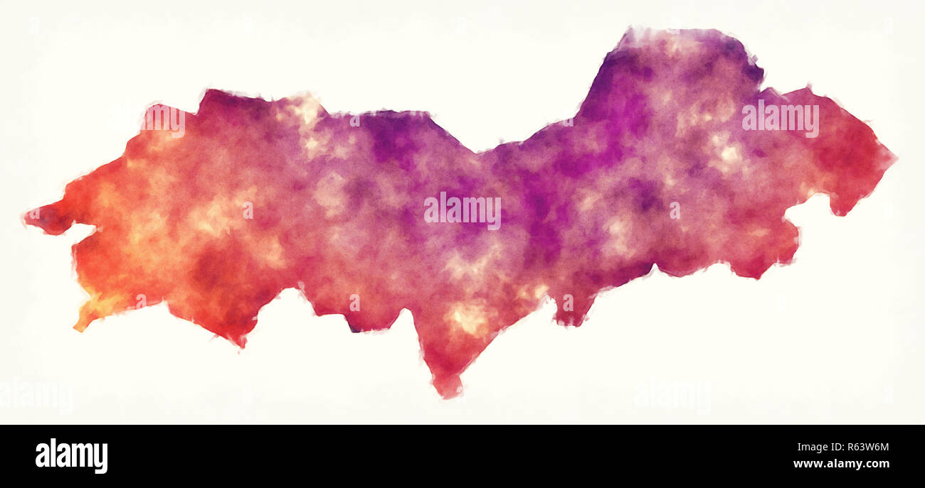 Lothian region watercolor map of Scotland in front of a white ...