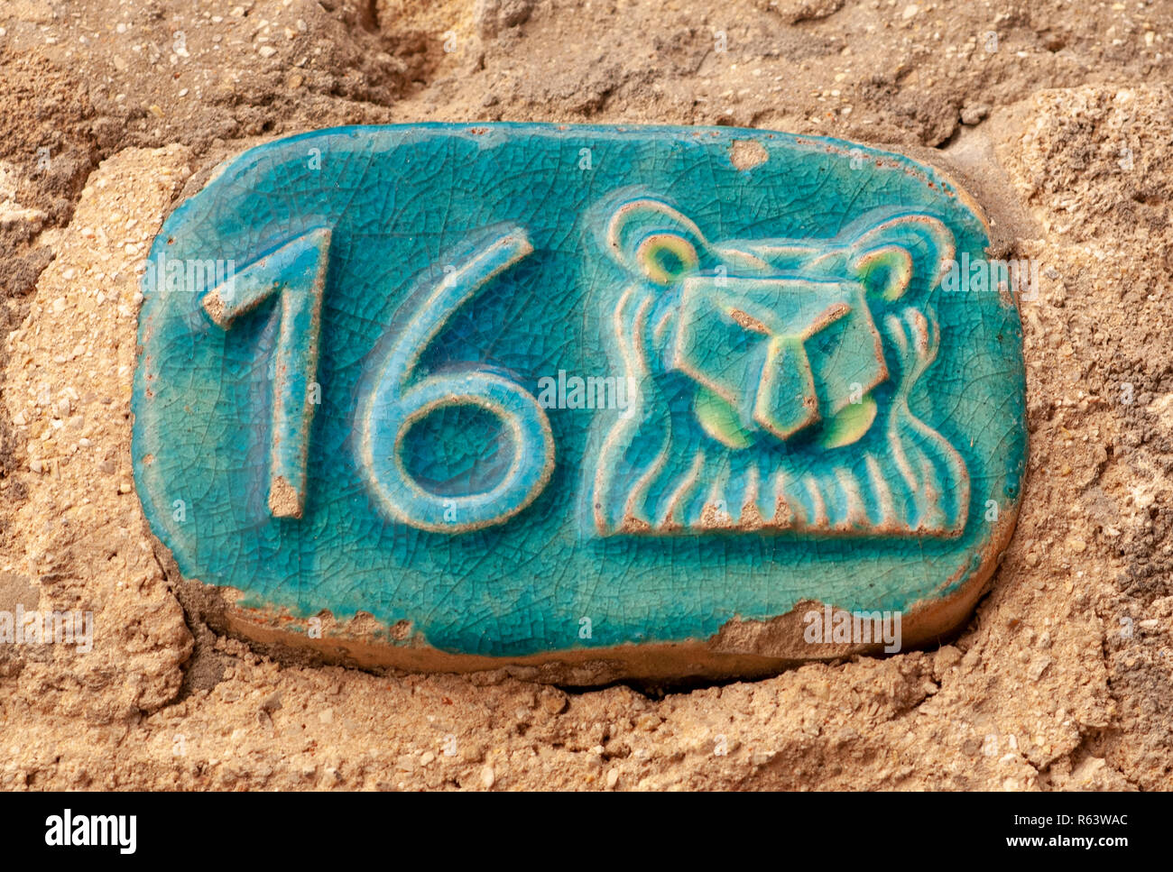 Israel, Jaffa, Ceramic numbers zodiac signs the number sixteen Stock ...