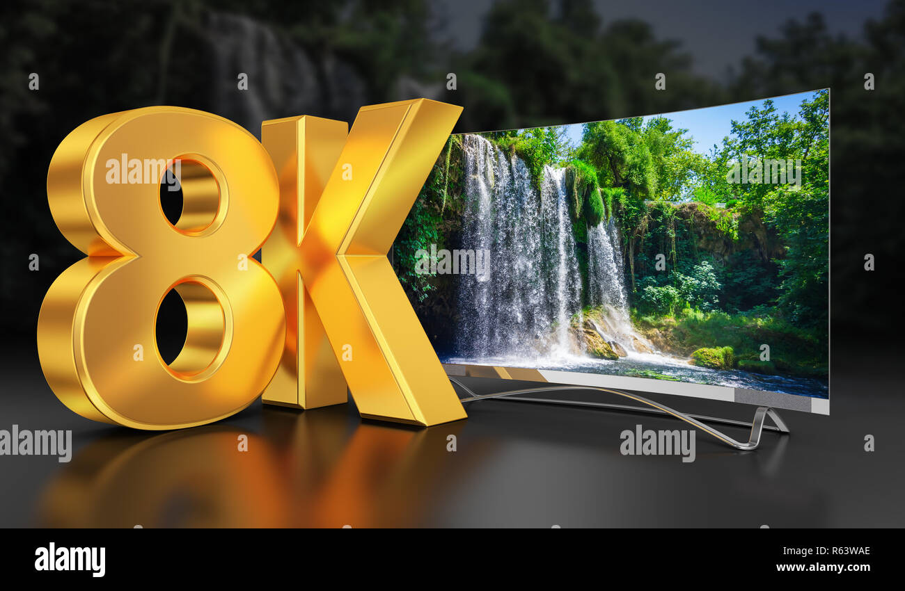 Ultra HD TV with waterfall Stock Photo - Alamy