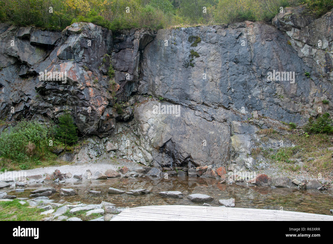 stepping stones placed in a pond. Photographed on the 'Wild Water Way ...