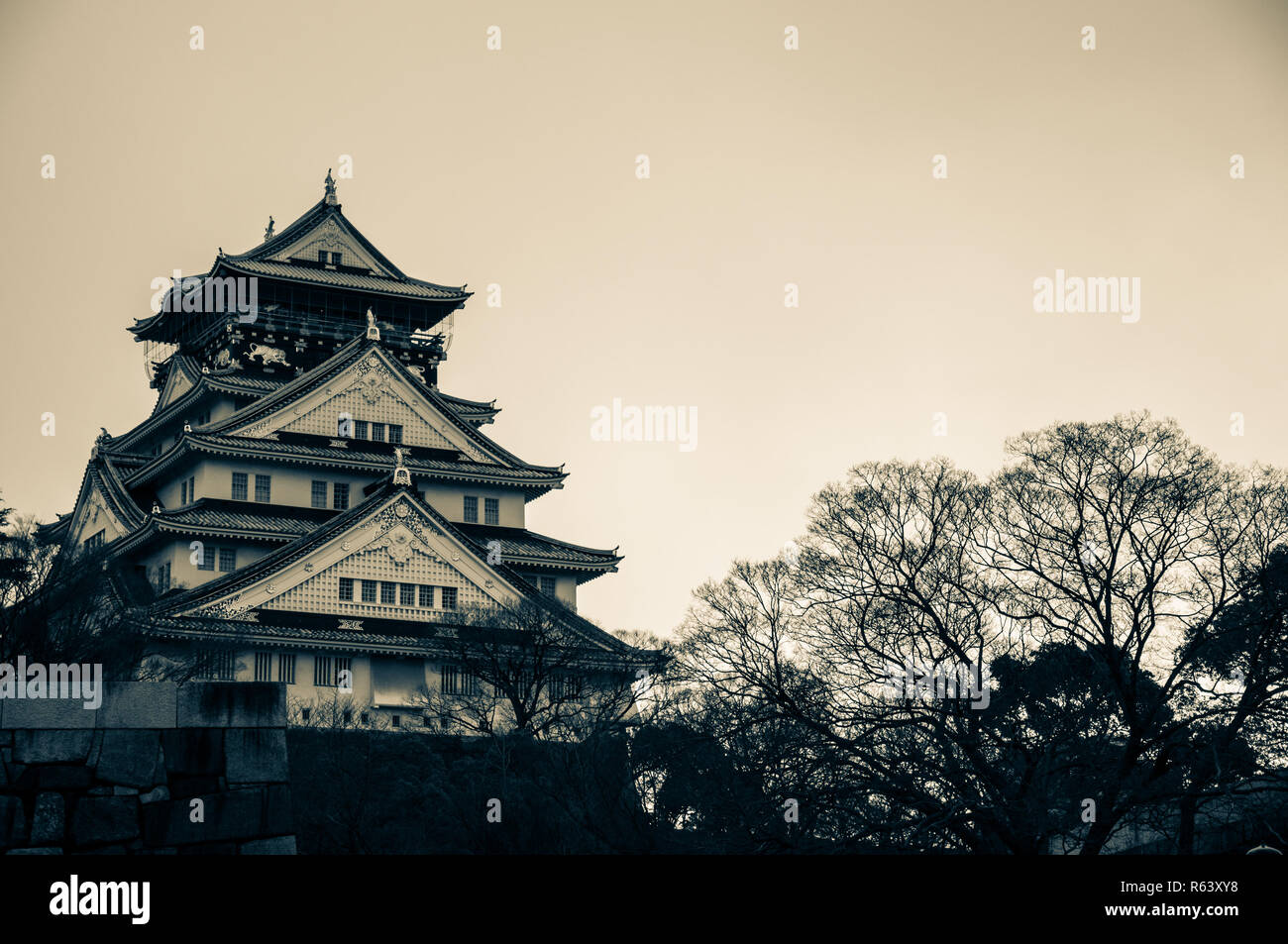 Osaka Castle in a vintage color tone Stock Photo - Alamy