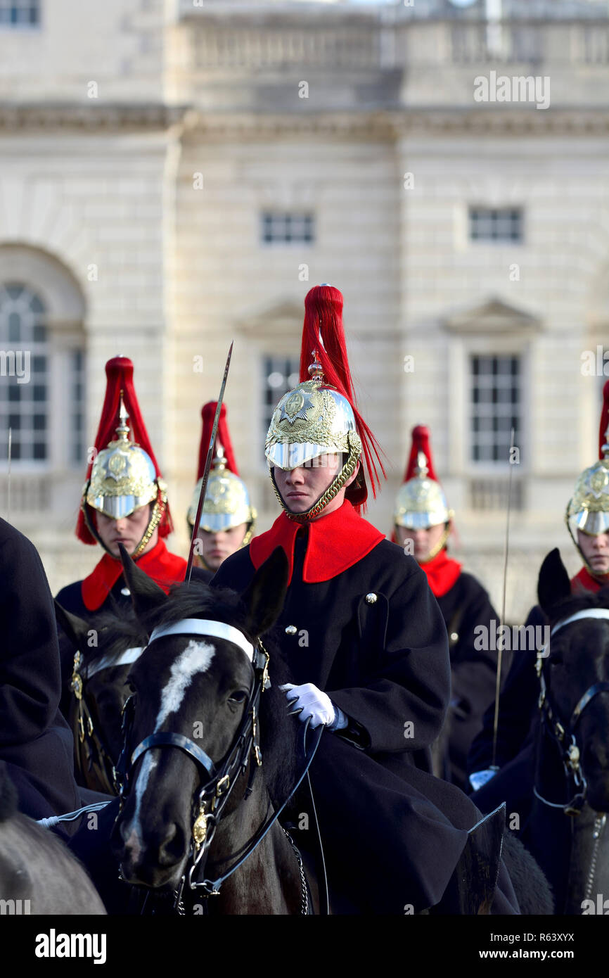 Household Cavalry - Blues and Royals - on Horse Guards Parade, London ...