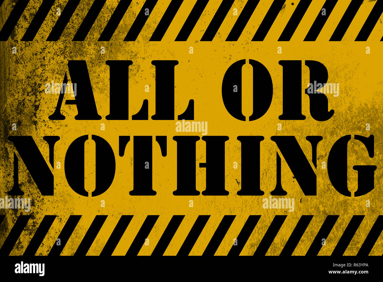All or nothing sign yellow with stripes Stock Photo - Alamy